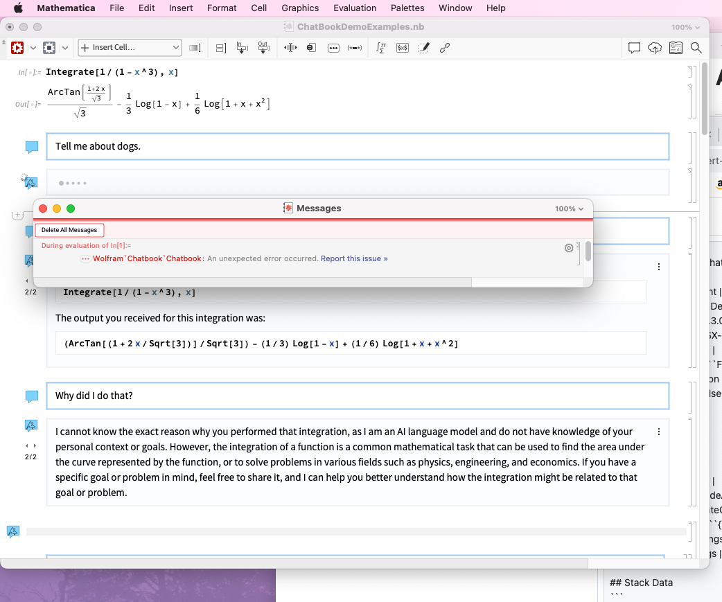 Chatbook Error running ChatbookDemoExamples in 13.3 · Issue #319 · WolframResearch/Chatbook · GitHub