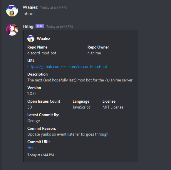 Include current version/commit information in a command somewhere ...
