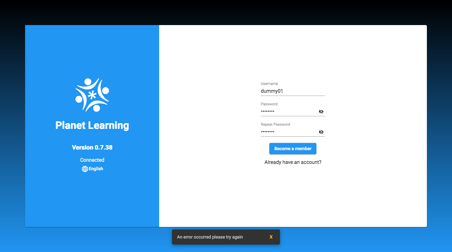 Unable to create dummy user · Issue #3869 · open-learning-exchange/planet · GitHub
