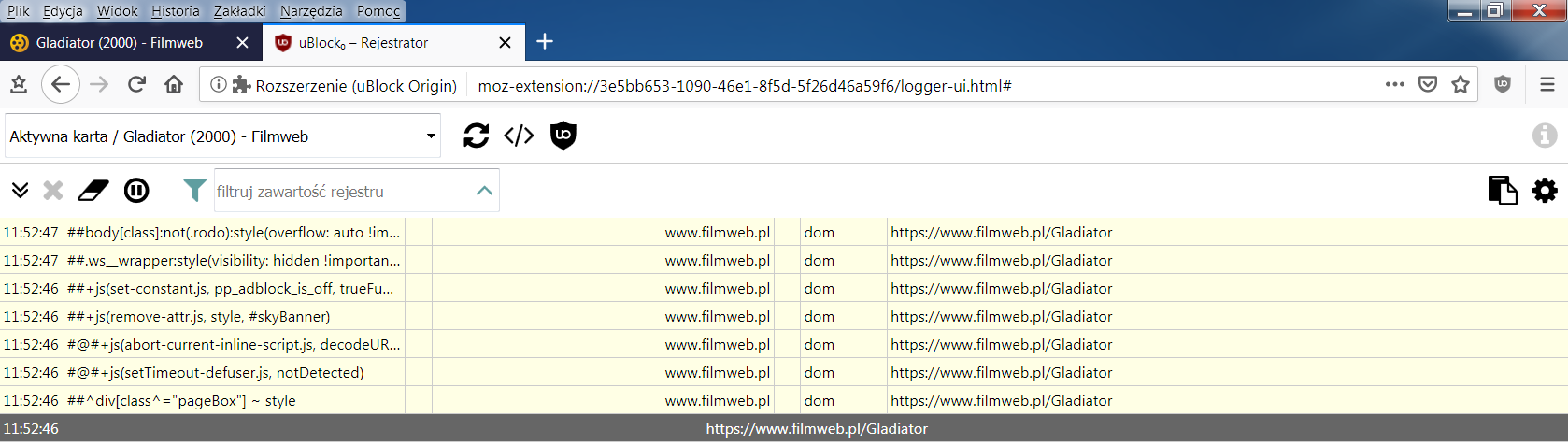 Some cosmetic rules don't appear up in the logger or appear occasionally even if they are ...