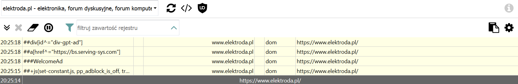Some cosmetic rules don't appear up in the logger or appear occasionally even if they are ...