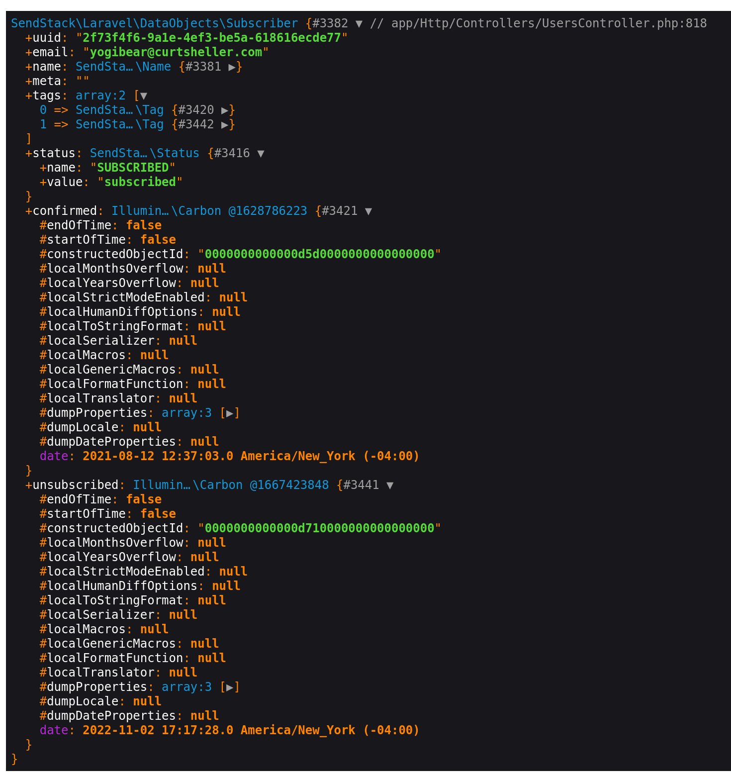 API calls don't return same as curl · Issue #6 · getsendstack/laravel ...
