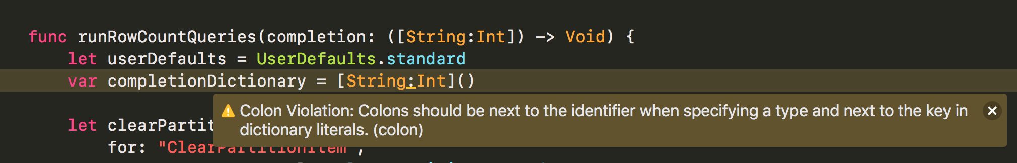 Colon Violation Rule doesnt apply to function arguments · Issue #1858 · realm/SwiftLint · GitHub