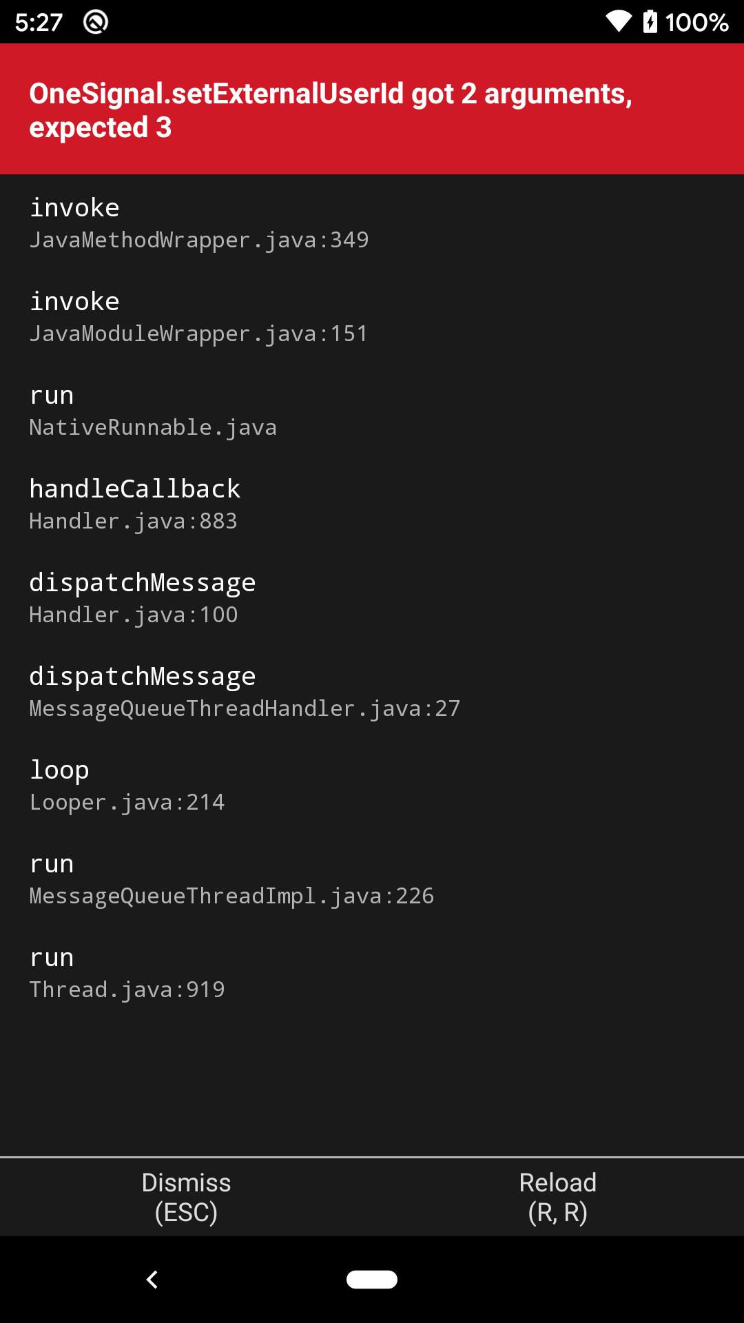 App Crash while setting external user · Issue #1109 · OneSignal/react-native-onesignal · GitHub