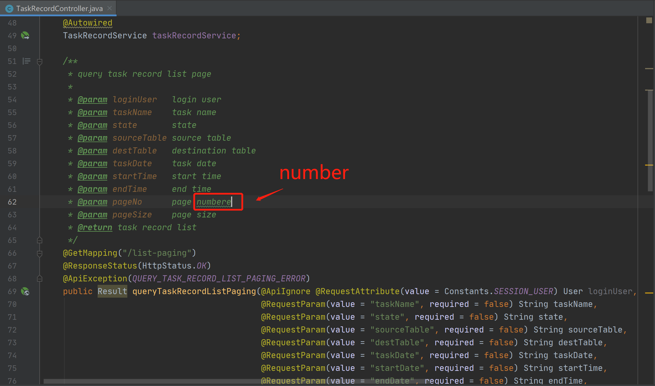 [Bug][api] There are annotation spelling errors in TaskRecordController · Issue #3540 · apache ...
