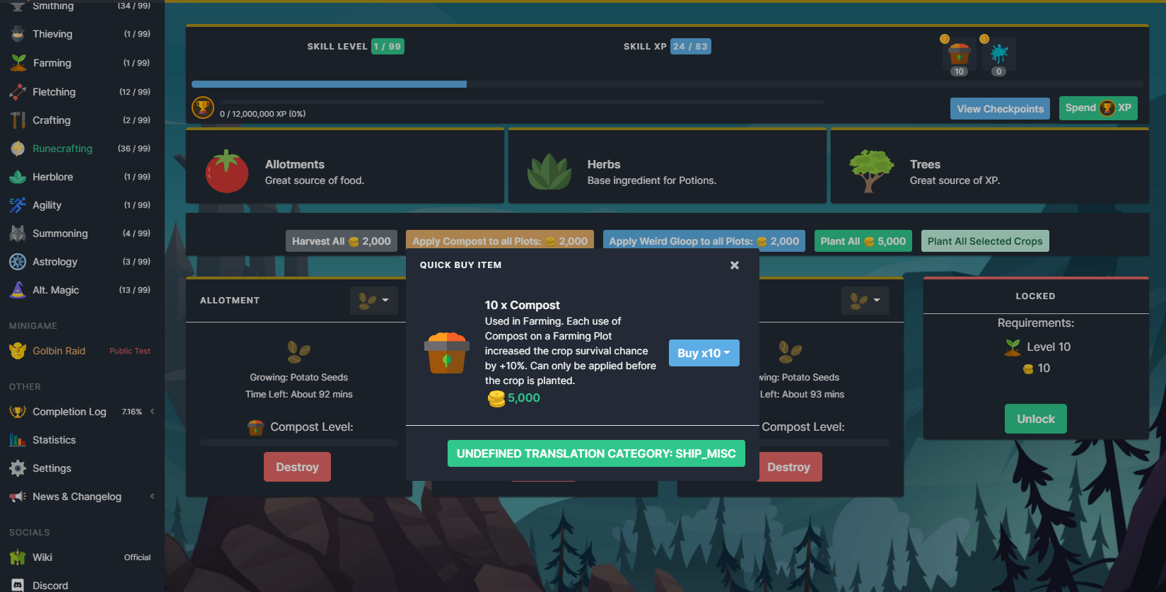 [Bug]: Farming - Quick Buy 10x Compose - "Undefined Translation Category: SHIP_MISC" · Issue ...