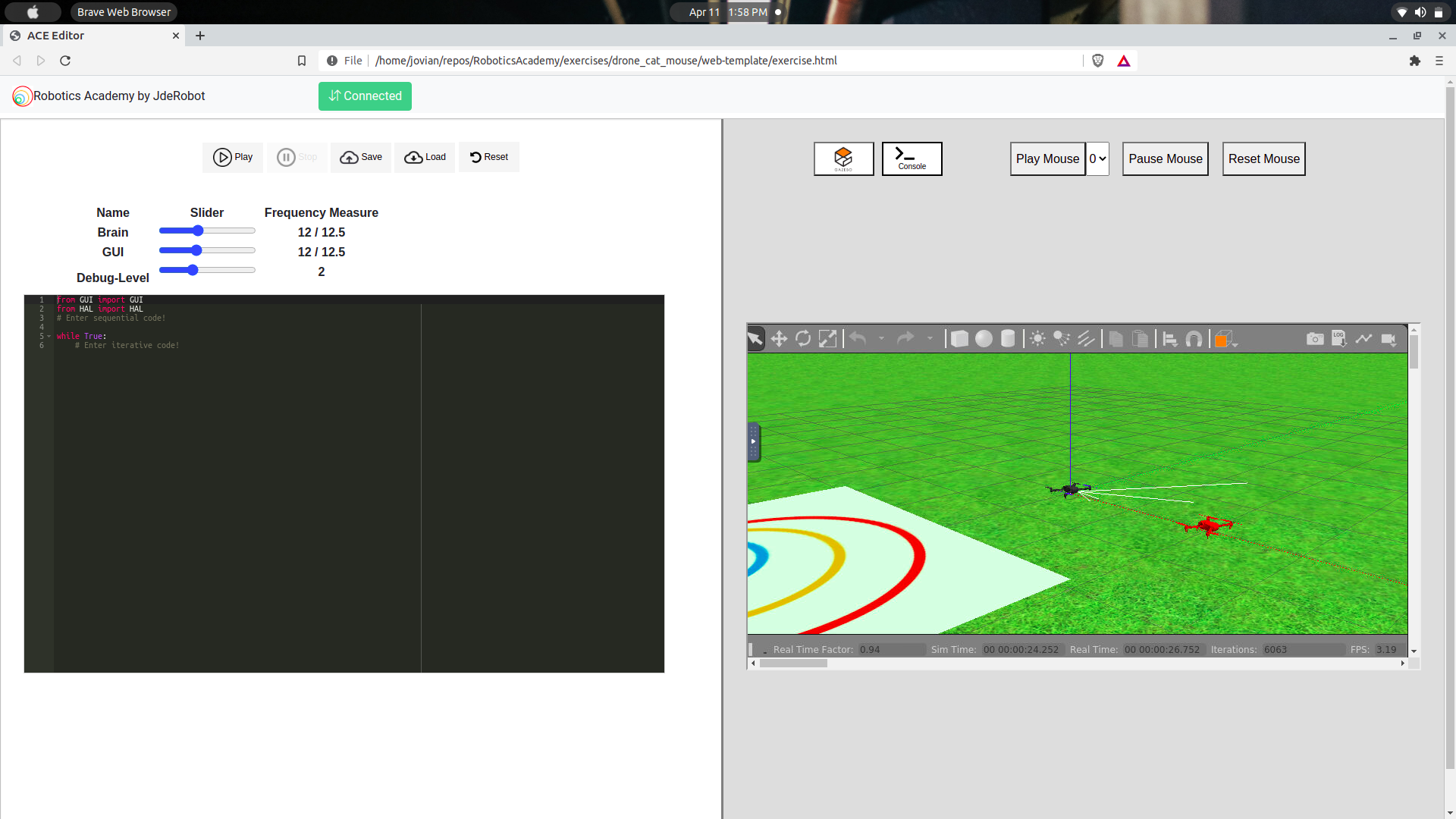 [Drone] Runtime Error when running drone Exercises · Issue #847 · JdeRobot/RoboticsAcademy · GitHub