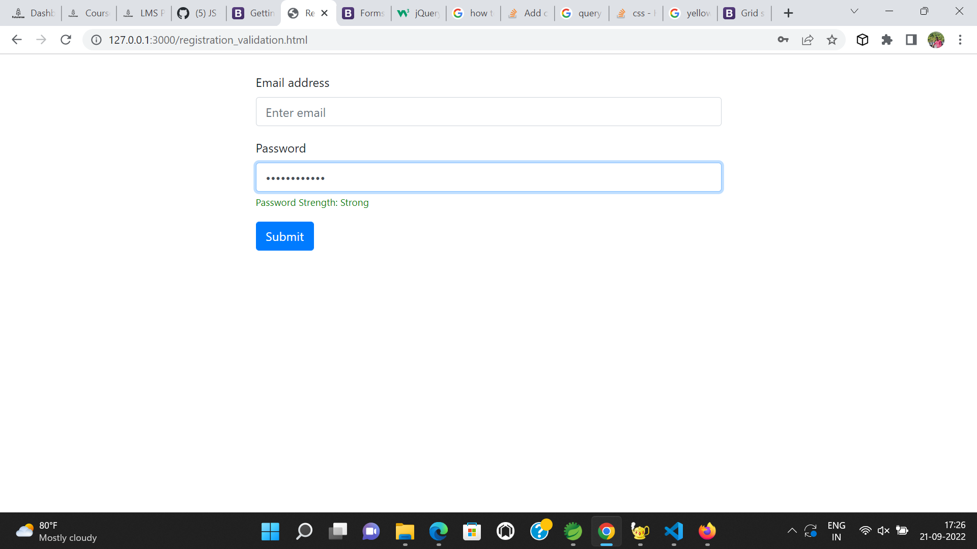JS - HTML DOM Events - Password Strength · akash-coded mern ...