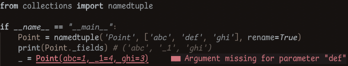 Namedtuple: unnecessary/incorrect error report (reportGeneralTypeIssues) · Issue #5423 ...