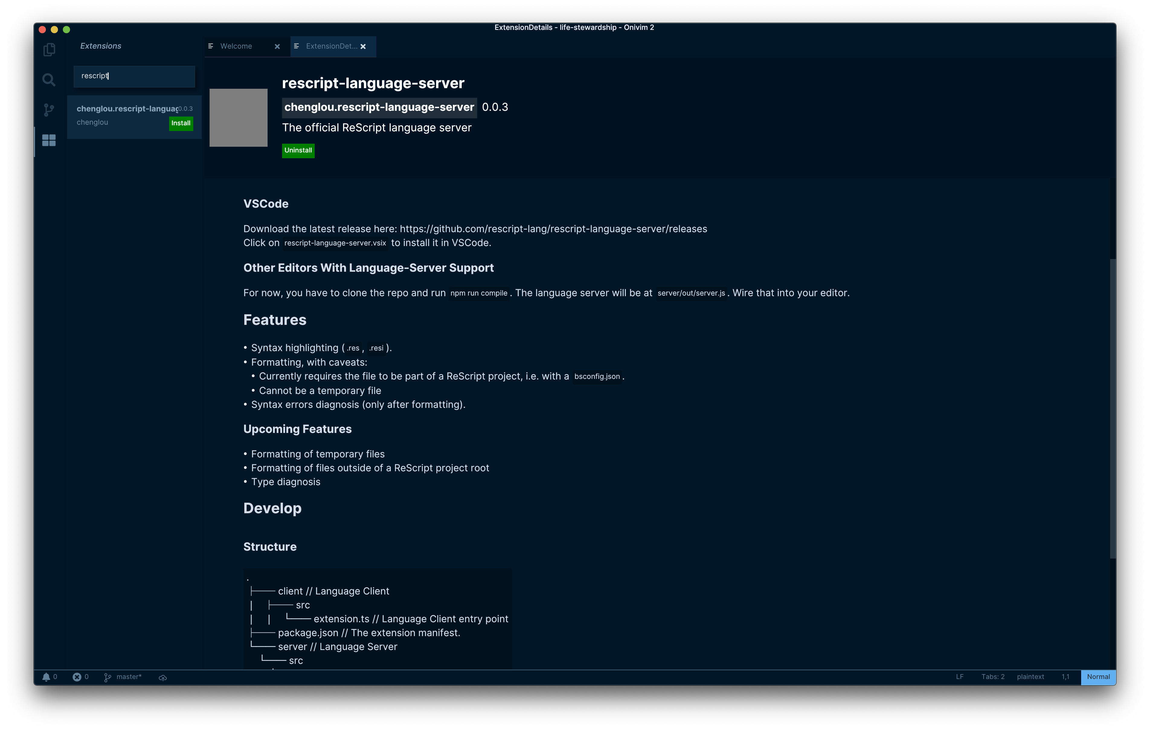 VS Code Extension Version Outdated · Issue #2779 · onivim/oni2 · GitHub