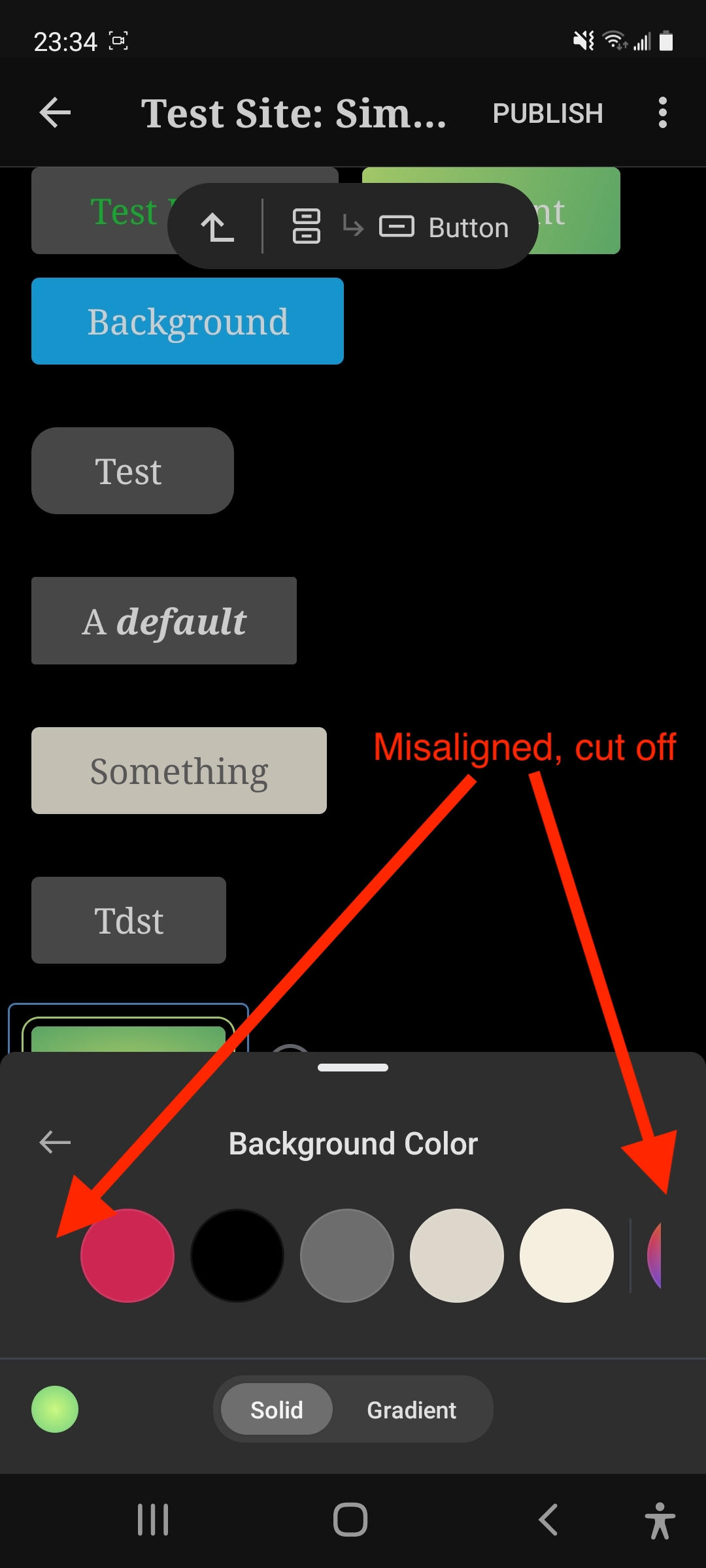Switching between custom colors segmented control occasionally crops overflowing content on ...