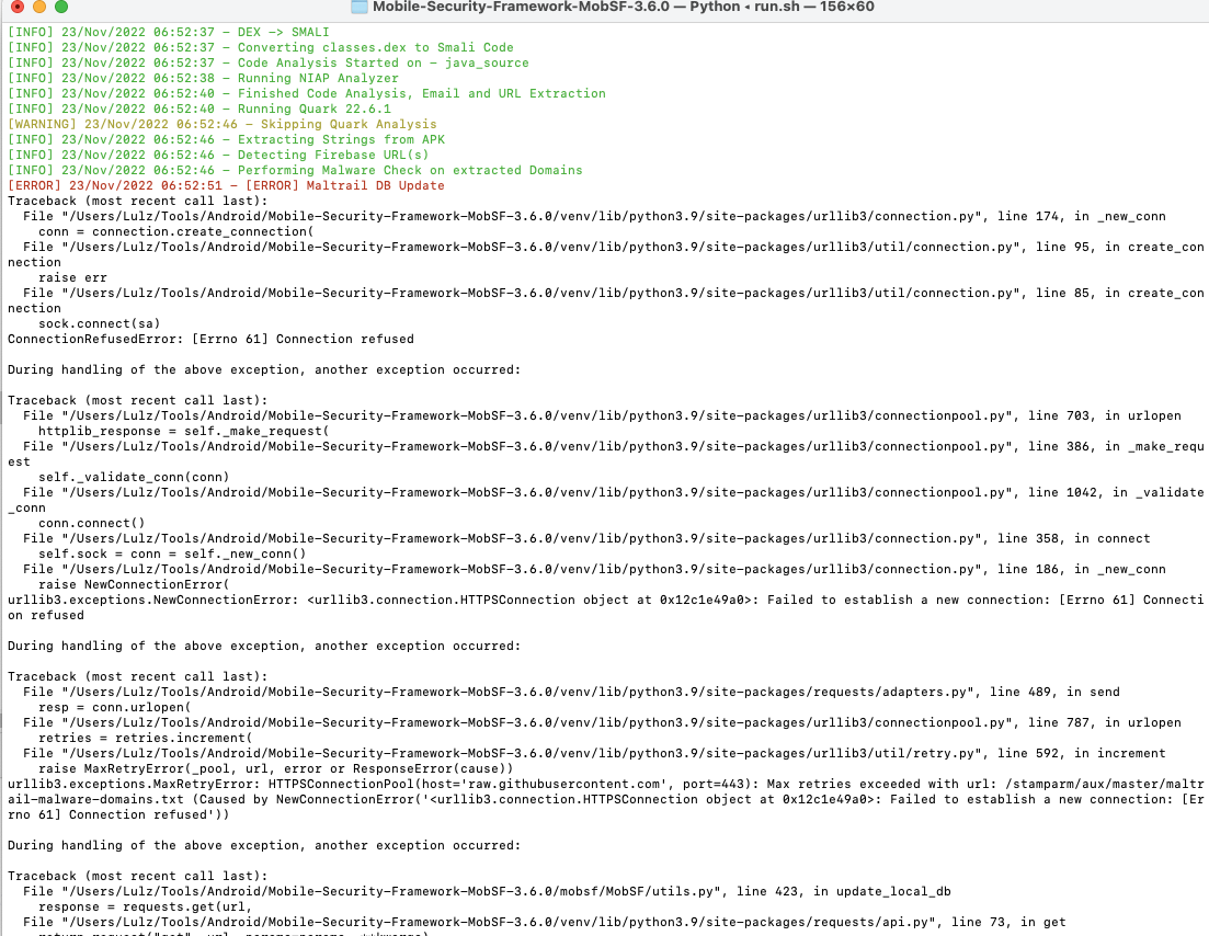 I Want To Know How To Solve This Problem On The Mac · Issue 2079 · Mobsf Mobile Security