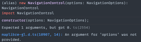 Types for NavigationControl(minor) · Issue #1754 · maplibre/maplibre-gl-js · GitHub