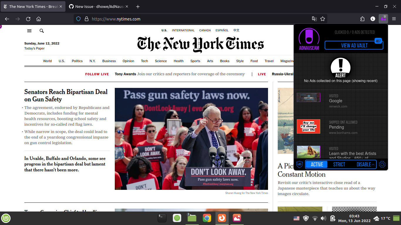 AdNauseam doesn't collect ads, but still blocks them. · Issue #2111 · dhowe/AdNauseam · GitHub