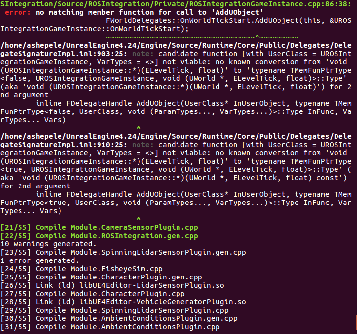 Compatibility with Unreal 4.24 · Issue #101 · code-iai/ROSIntegration · GitHub