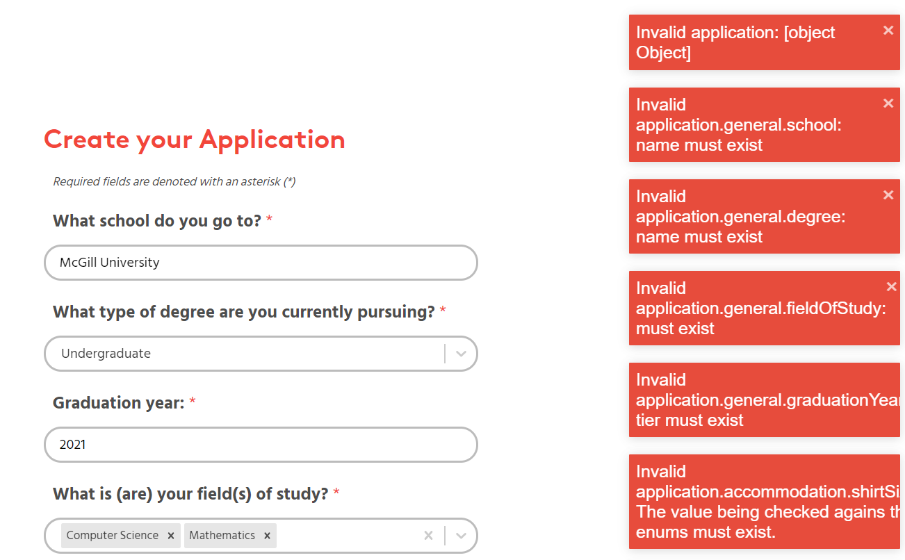 The application page is not working · Issue #753 · hackmcgill/dashboard · GitHub