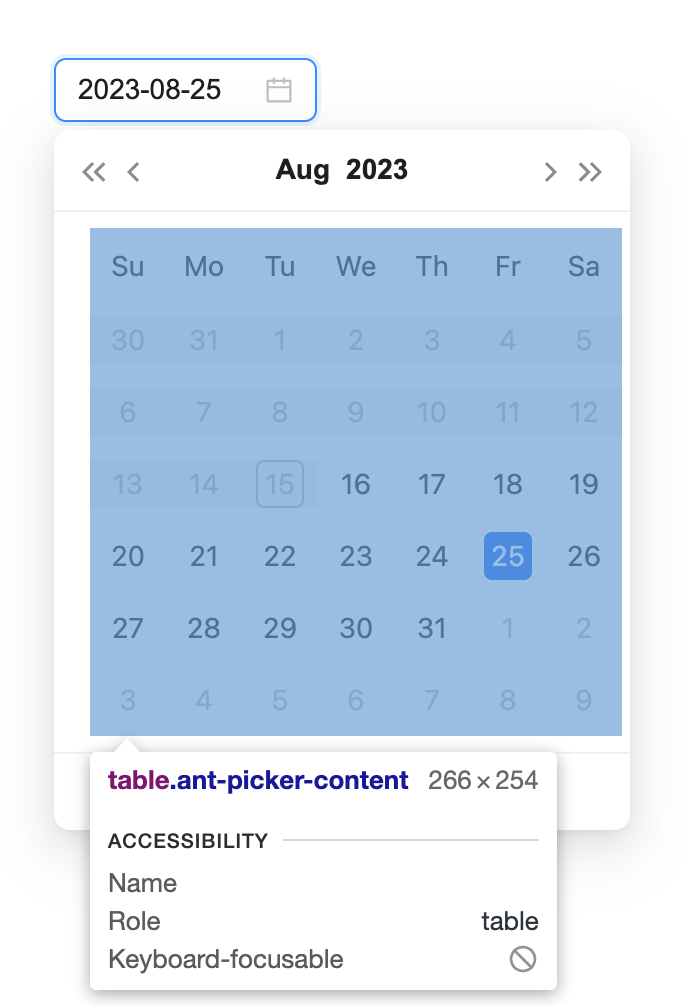 DataPicker 组件的 table 未居中 · Issue #44235 · ant-design/ant-design · GitHub