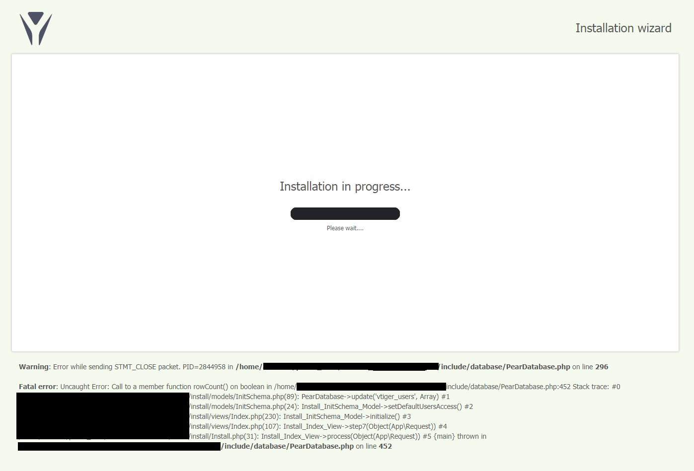 Installation error · Issue #8215 · YetiForceCompany/YetiForceCRM · GitHub