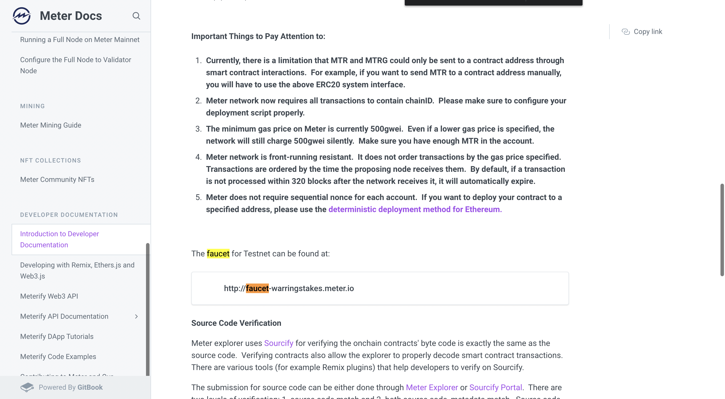 The meter warringstakes faucet link in the documentation is pointing to Meter Wallet https ...