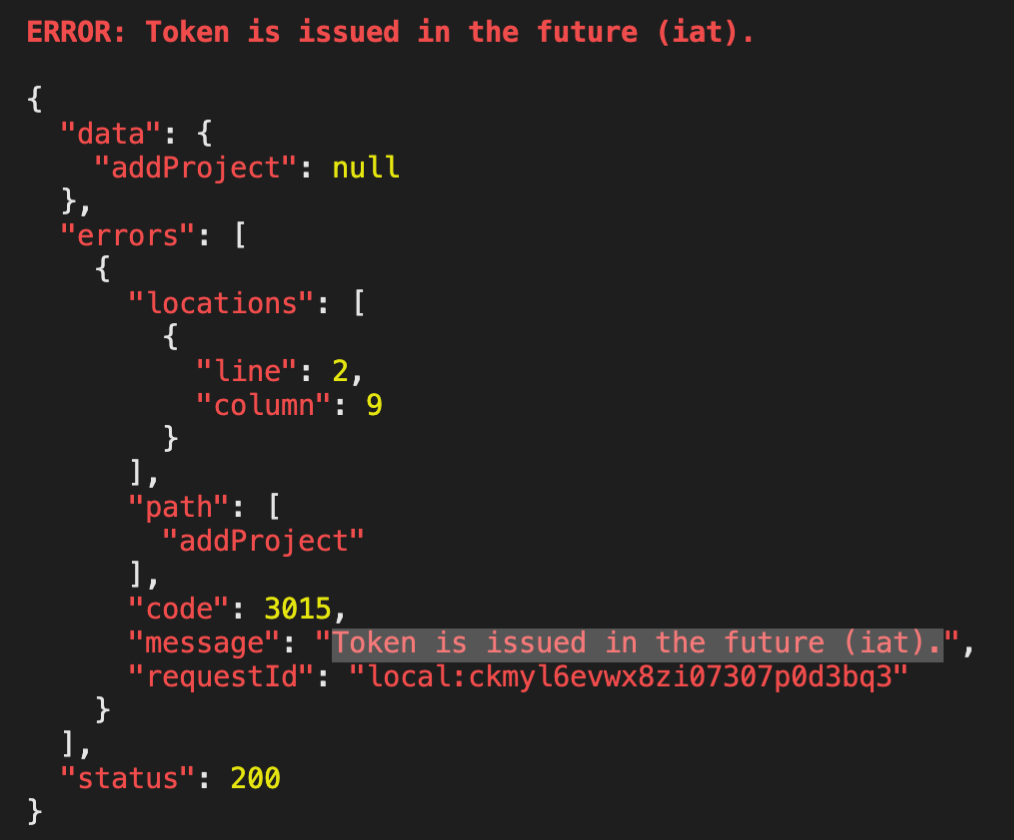 Receiving an error 'Token is issued in the future (iat).' · Issue #5146 ...