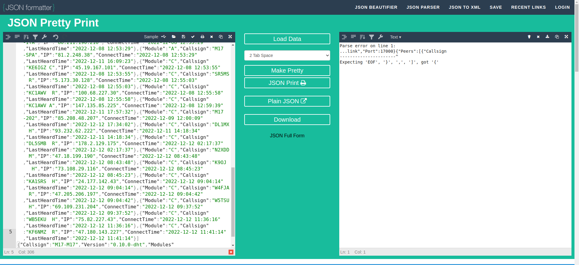 JSON data as single object for reflector · Issue #1 · n7tae/ham-dht-tools · GitHub