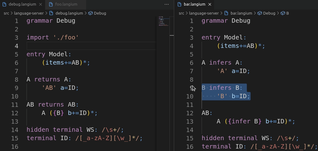 Unimported grammar file affects other files with the same name rules · Issue #746 · eclipse ...