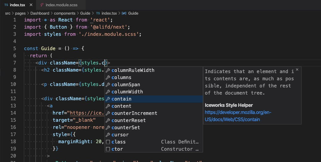 scss 文件内使用嵌套后，CSS Module 的类选择器自动补全提醒失效 · Issue #231 · apptools-lab/AppWorks · GitHub