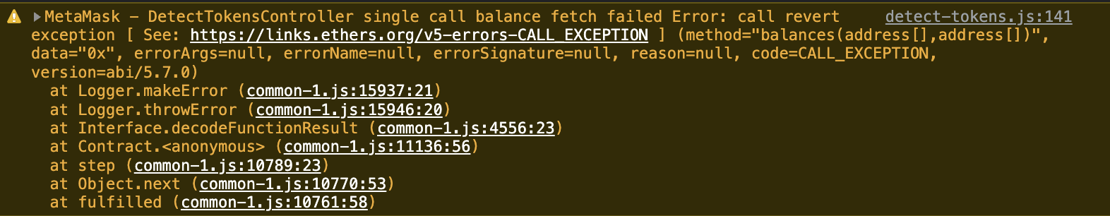 [Bug]: `getBalancesInSingleCall` in AssetsContractController throws an ...