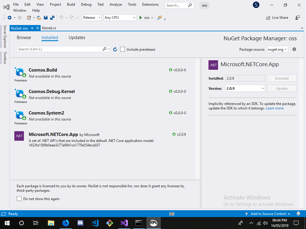 Cosmos Is Throwing Missing Reference Error And Is Unbale To Recognize Namespaces And Basic C