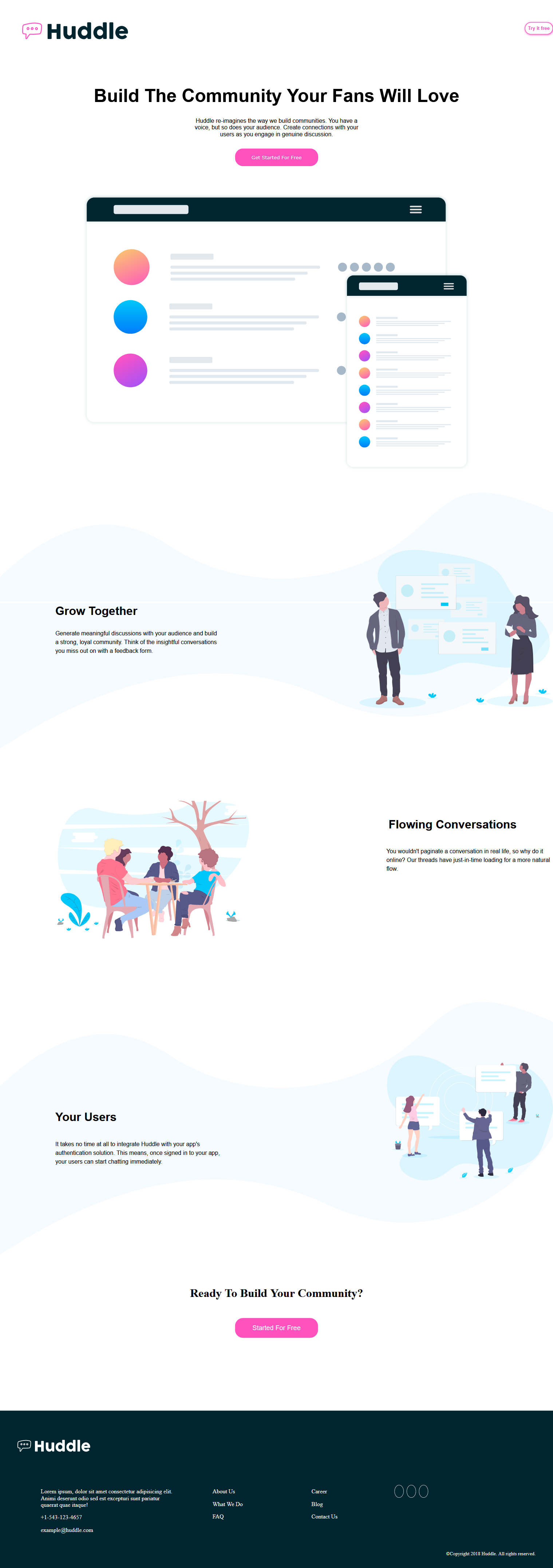 GitHub - kshitijsharma0506/huddle-landing-page-with-curved-sections-master: It is a front end ...