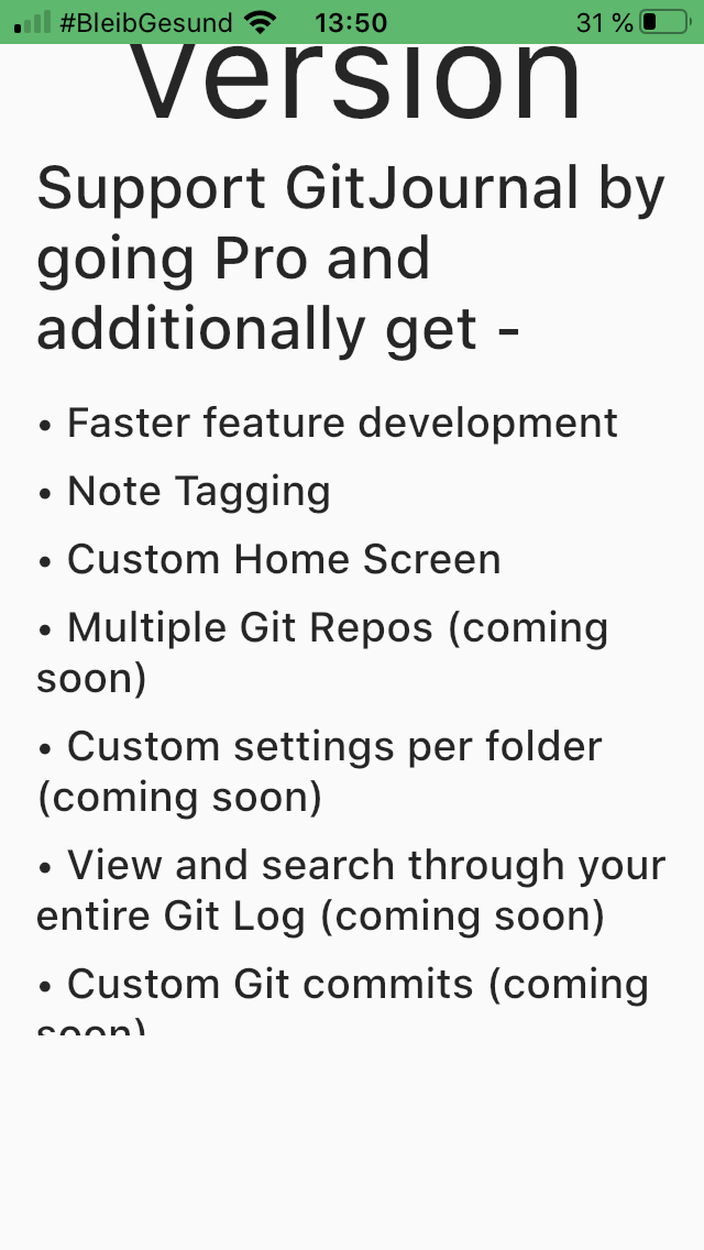 "Buy Pro" screen is broken on bigger fonts UI · Issue #163 · GitJournal/GitJournal · GitHub