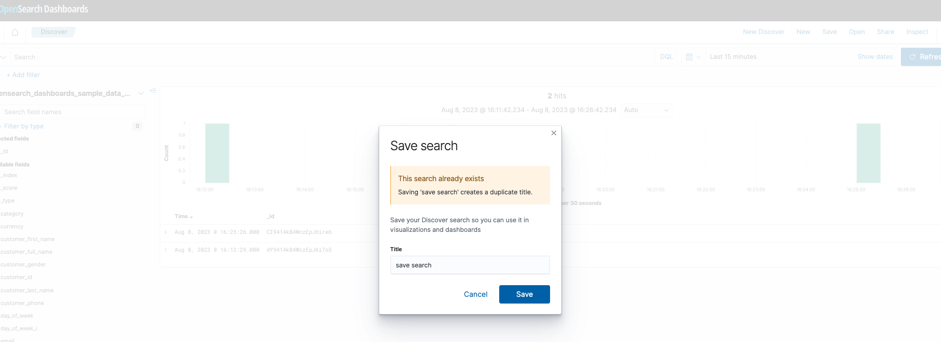 [BUG] [Data Explore] save window on legacy discover plugin is broken · Issue #4698 · opensearch ...