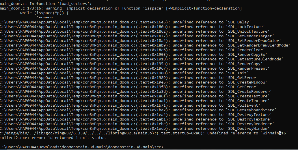 Attempting to compile on Windows · Issue #4 · jdah/doomenstein-3d · GitHub