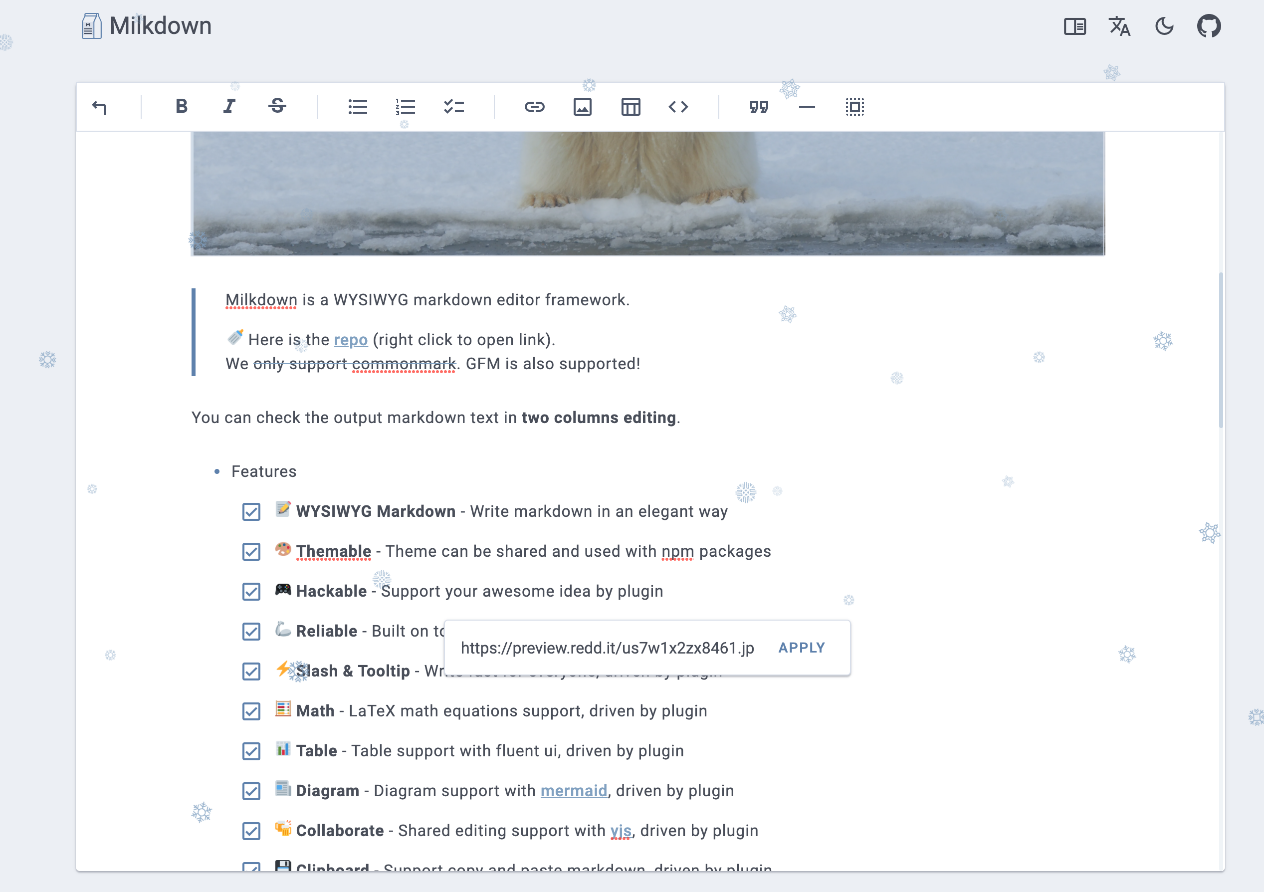[Bug] Image link does not scroll with content. · Issue #248 · Milkdown/milkdown · GitHub