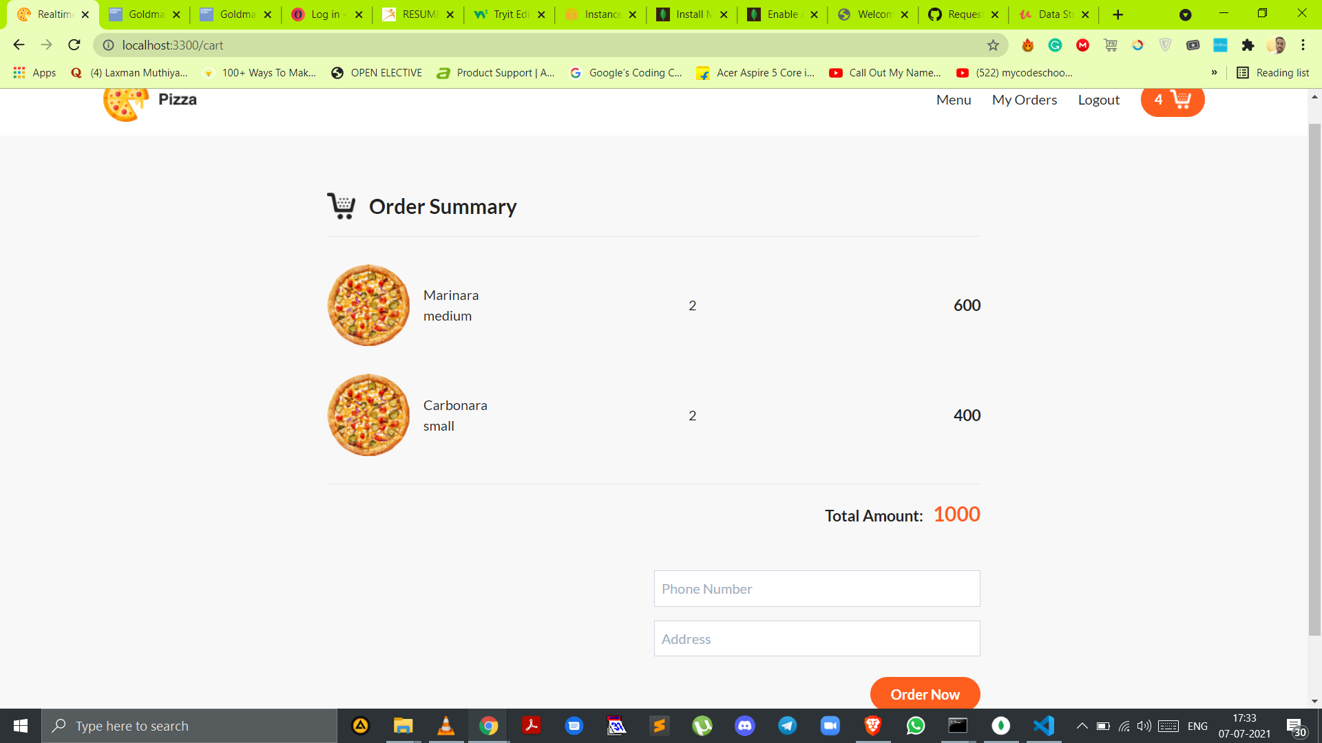 Github Nikhild23realtimepizza This Is A Full Stack Project Using Nodejs Mongodb Expressjs