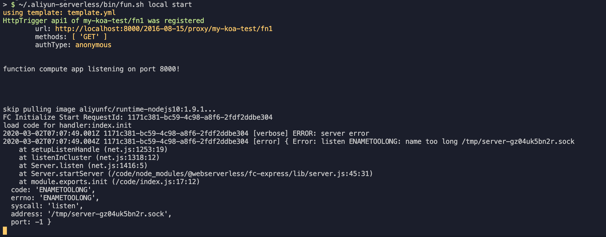 本地调试Docker里报错，发布到线上正常运行 · Issue #209 · alibaba/serverless-vscode · GitHub