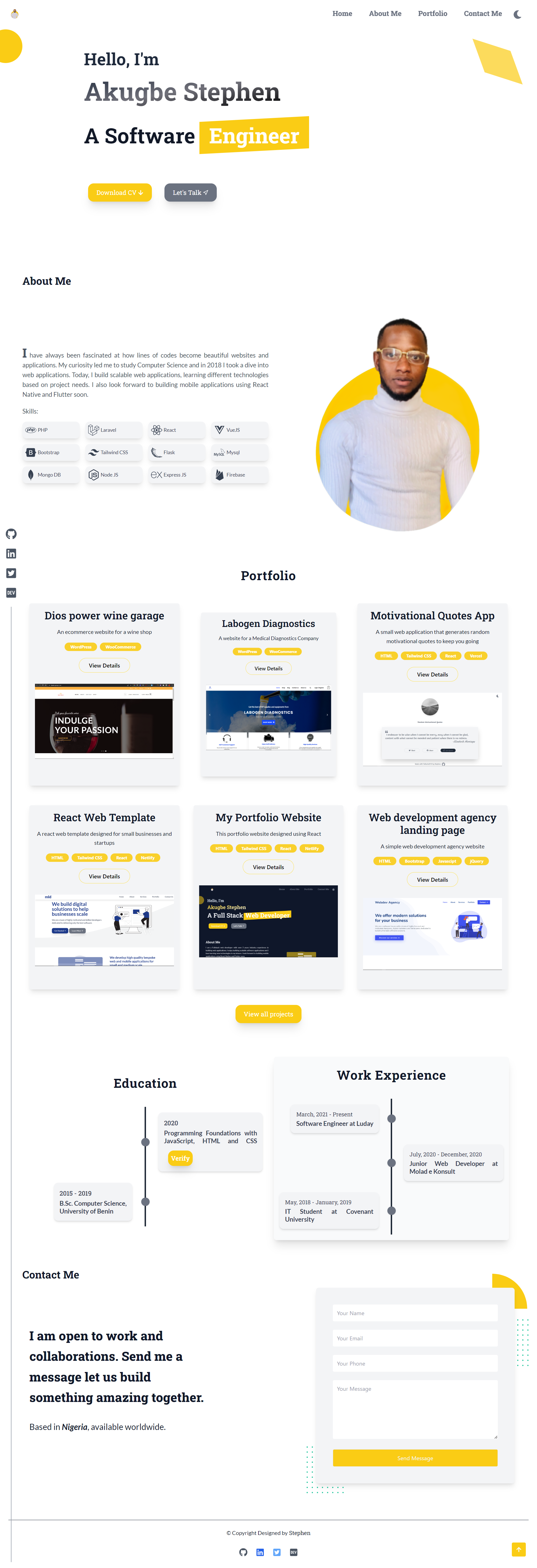 GitHub - Osalumense/portfolio: My portfolio website designed using React and TailwindCSS