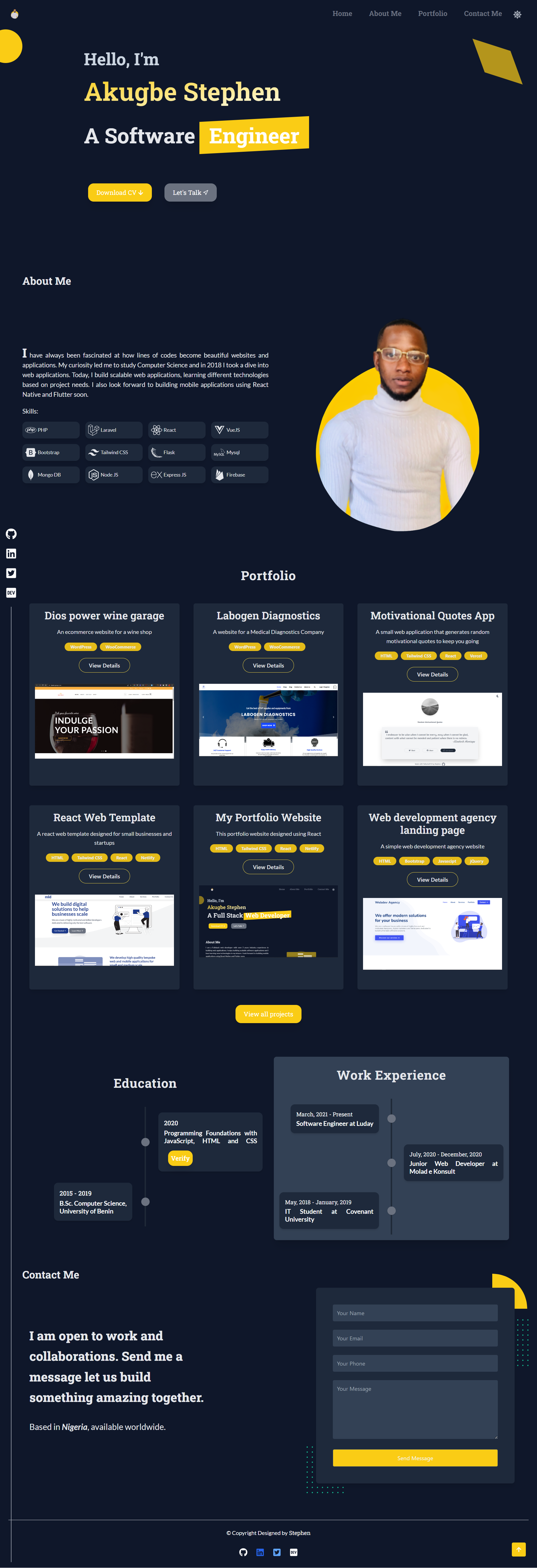 GitHub - Osalumense/portfolio: My portfolio website designed using React and TailwindCSS