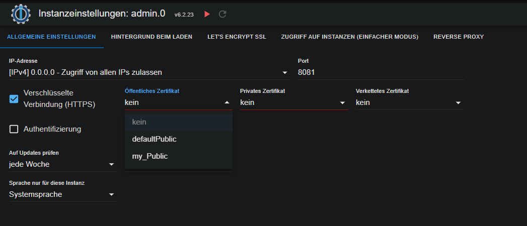 Admin Adapter Dose Not Show The Right Certificats In Dropdown · Issue 1796 · Iobrokeriobroker 