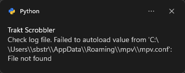 [BUG] trakt-scrobbler can't find mpv.conf of a portable mpv installation. · Issue #159 ...