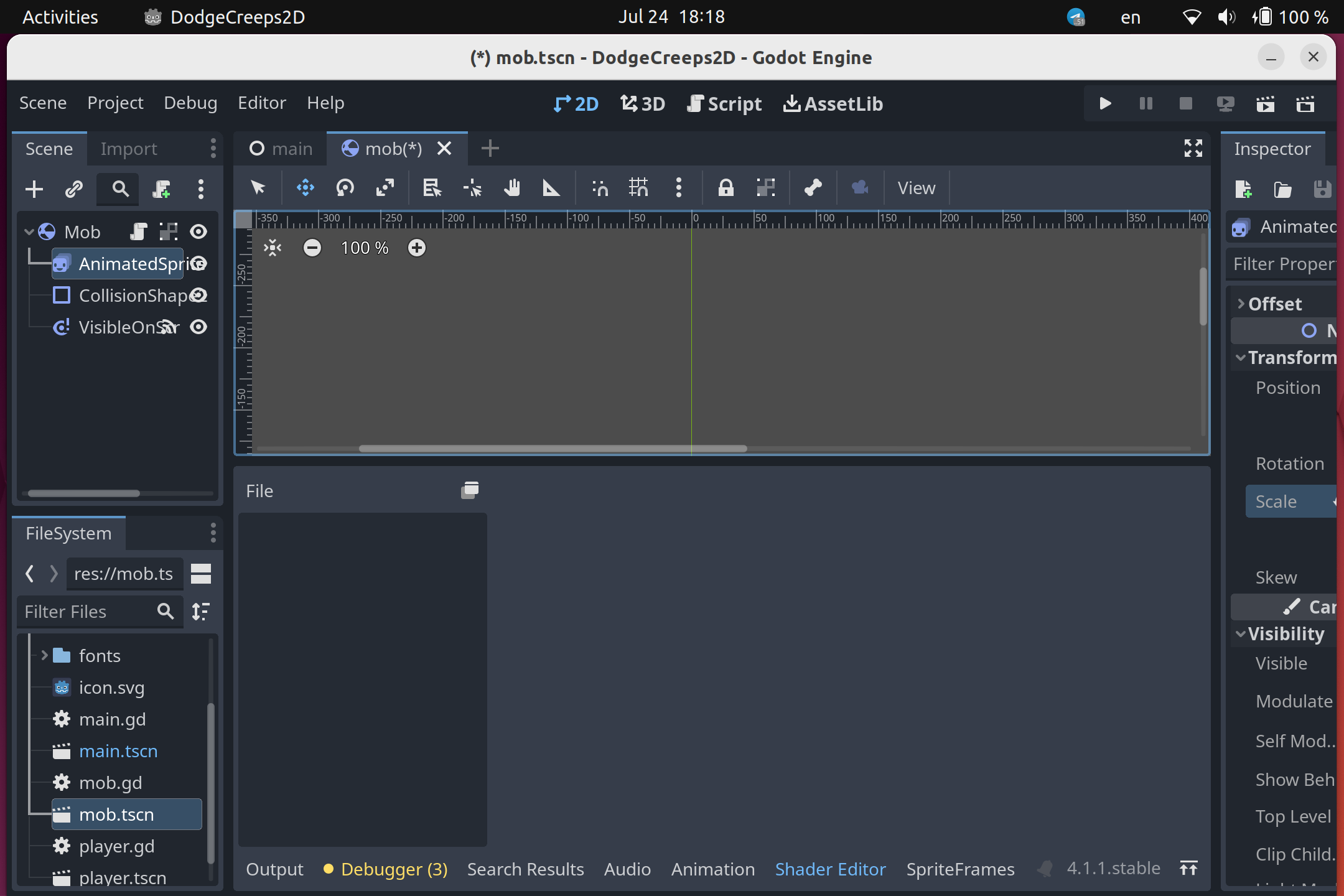 Can't see Inspector panel to the full extent when AnimatedSprite2D node ...