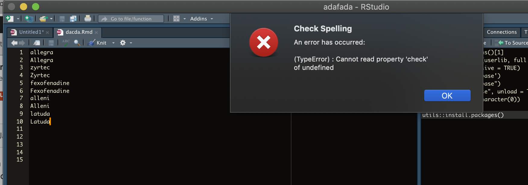 Custom dictionaries are being ignored by spellcheck · Issue #6047 · rstudio/rstudio · GitHub