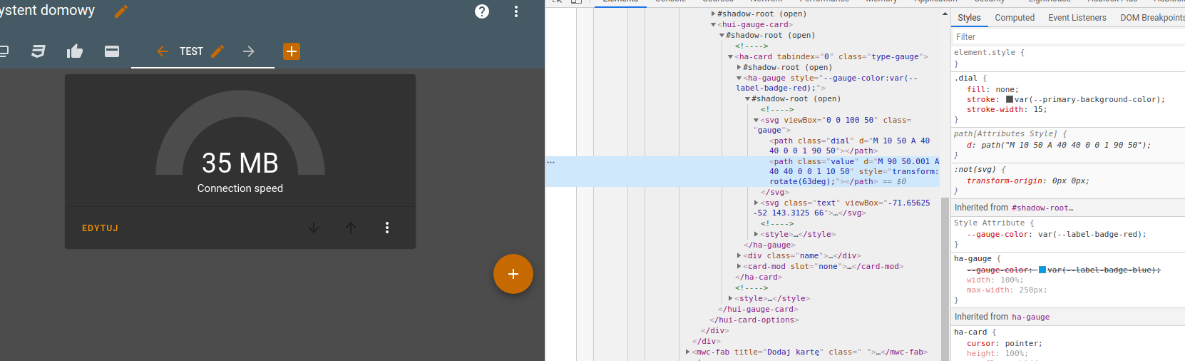 gauge card, no red color if the theme is not selected · Issue #7016 ...