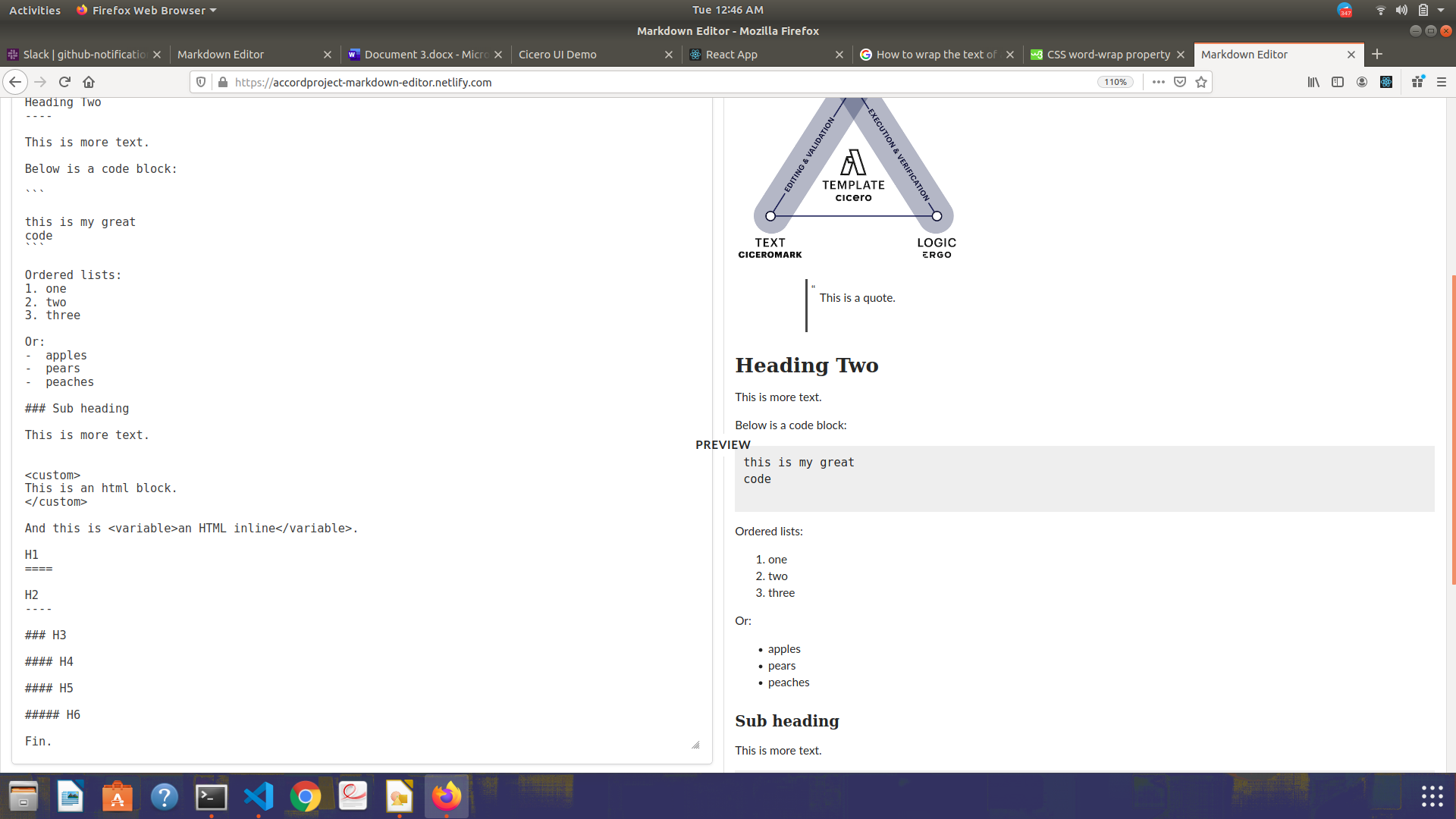 Preview placed between two sections · Issue #337 · accordproject/markdown-editor · GitHub