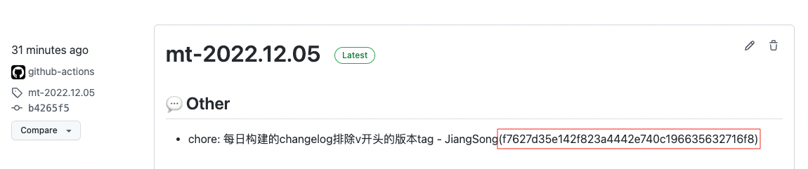 References to a commit's SHA hash can't are automatically converted into shortened links ...