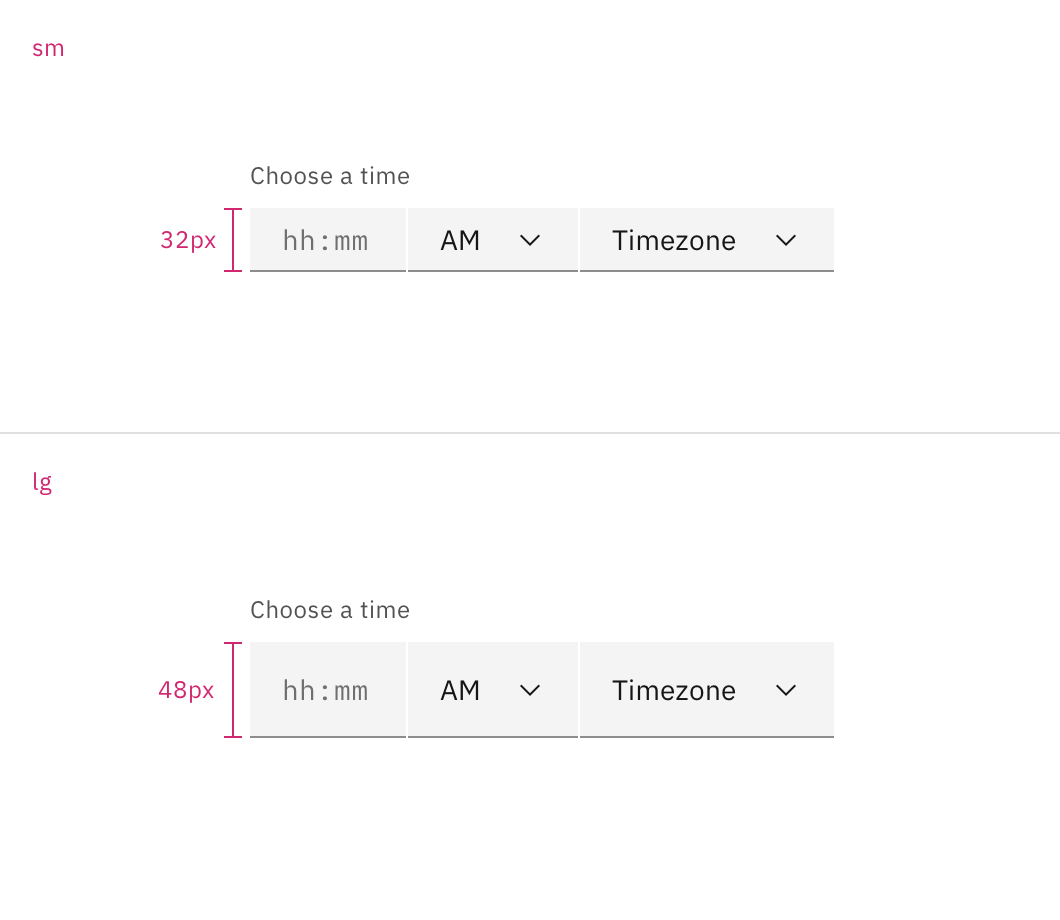 [time picker] add size variants · Issue #424 · carbon-design-system ...