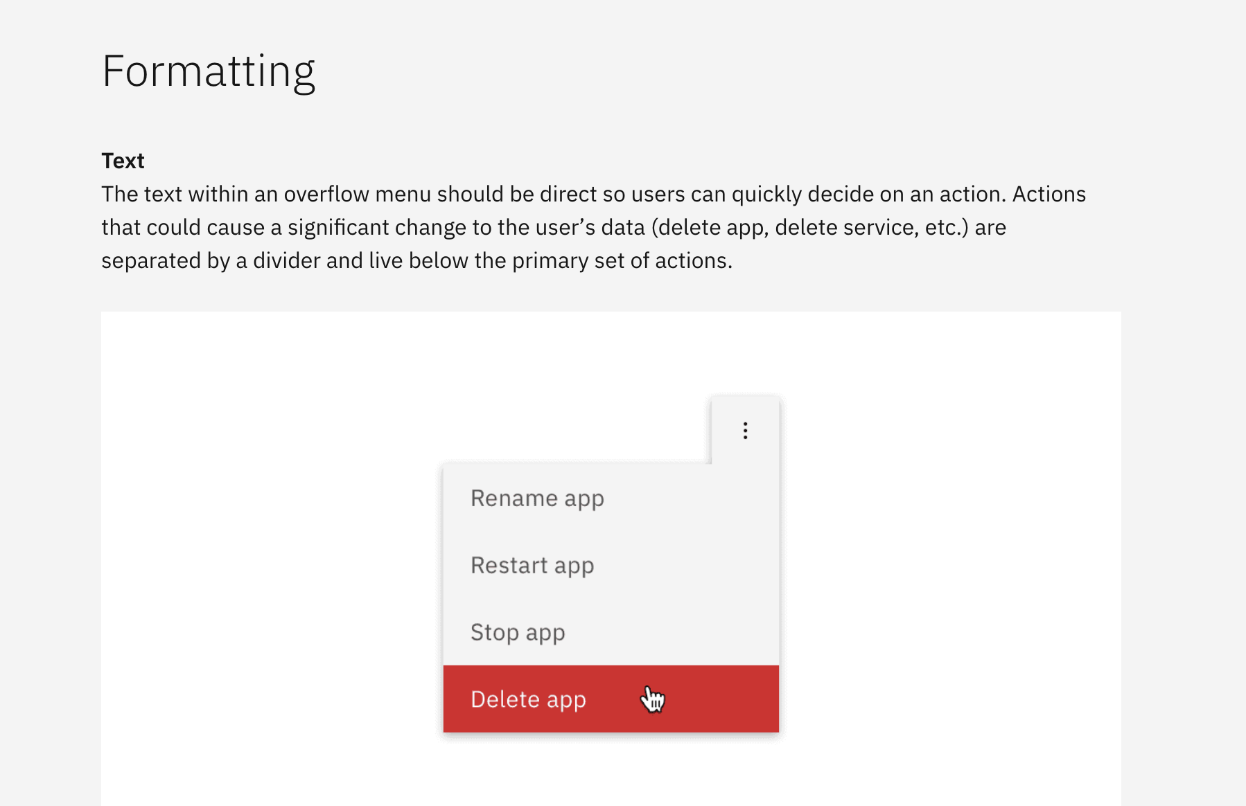Overflow menu: Usage tab · Issue #3536 · carbon-design-system/carbon-website · GitHub