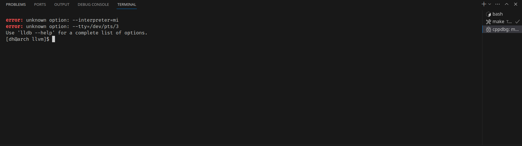 MIMode lldb unkown options · Issue #11441 · microsoft/vscode-cpptools · GitHub