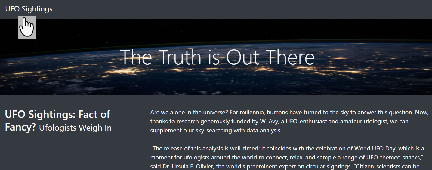 GitHub - Alelopez383/UFOs: We are creating a HTML page to display data as a table with filters ...