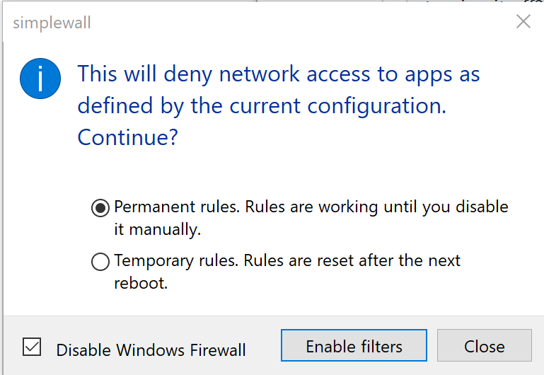 [Feature] Why disable windows firewall automatically? · Issue #1327 · henrypp/simplewall · GitHub